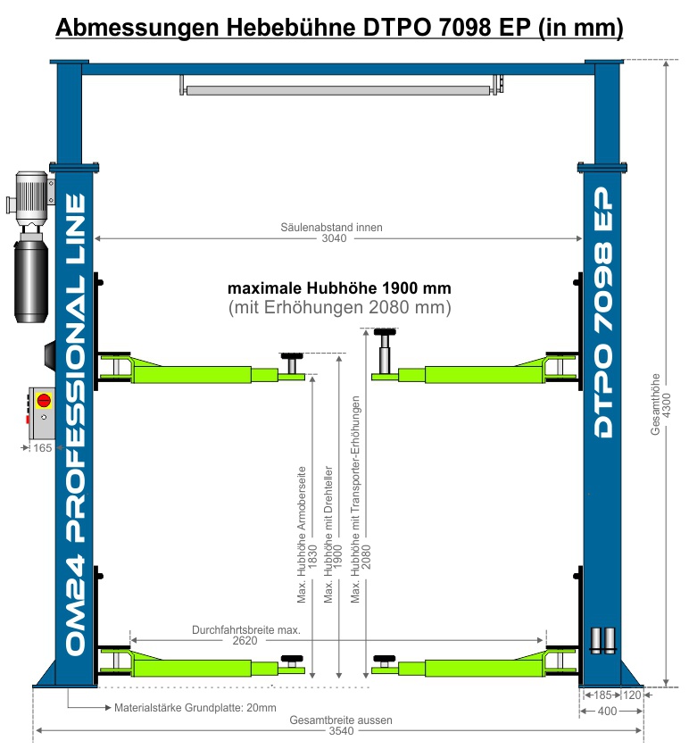 ProfiPaul® - Der Werkstattprofi - ProfiPaul 2-post lift electric 4,0t (DTPO 7093 E)